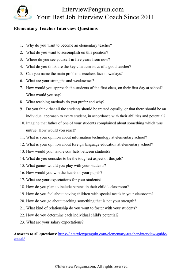 TOP 15 Elementary Teacher Interview Questions Answers 2023 TOP 15 Elementary Teacher Interview Questions Answers 2023