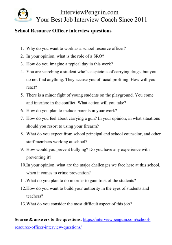 Top 13 School Resource Officer Interview Questions Answers